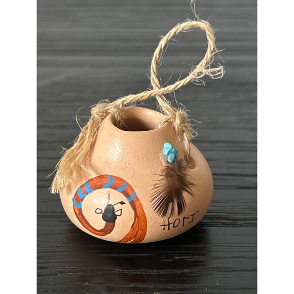 Adobe Moon | Art | Mini Vtg Hopi Handmade Adobe Pot With Feather Hand ...